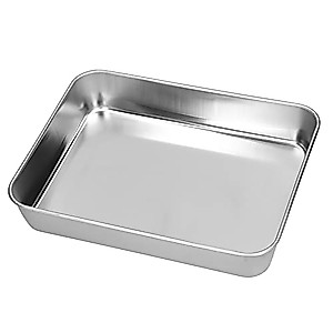 AUNMAS Rectangular Baking Pan and Rack, Easy Healthy Roasting Pan for Cooking Baking(23.5 * 17.5 * 5CM)