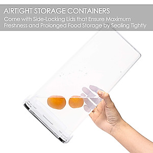 Vtopmart Airtight Food Storage Containers With Lids, 4 PCS 2.8L Pasta Containers for Pantry Organization and Storage, BPA Free Kitchen Storage Containers for Spaghetti, Flour, Sugar and Noodles, Black