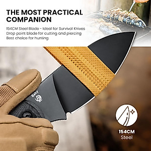 Kizer Baby Fixed Blade Knives with Sheath, 3.9 In Blade Camping Hunting Knife, Full Tang, G10 Handle for Outdoor, EDC -1044C1 (Black G10 handle+154CM blade)