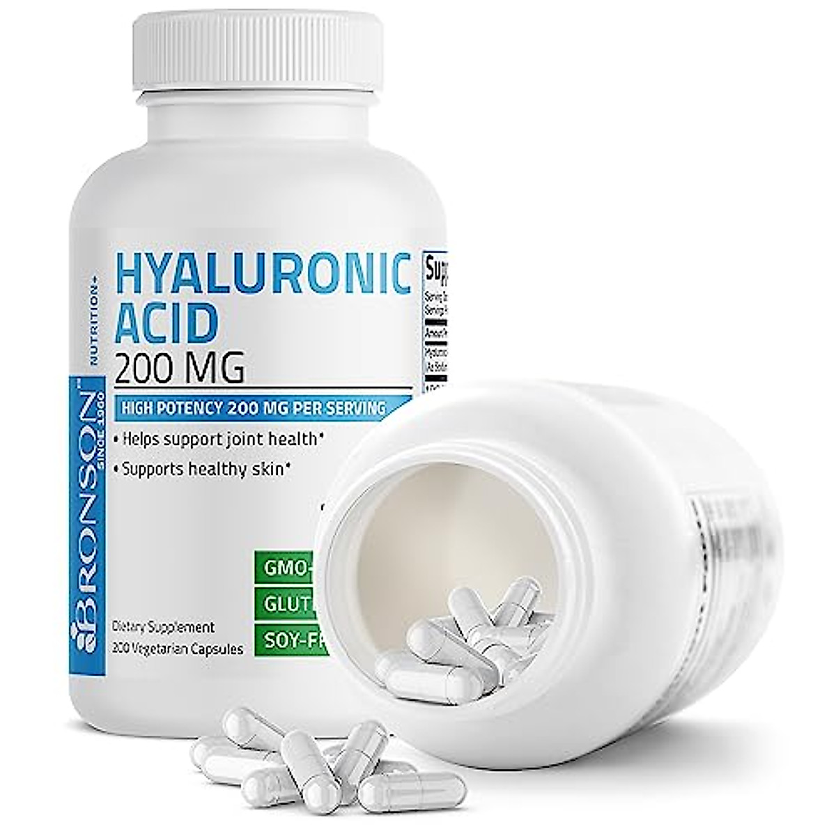 Bronson Hyaluronic Acid 200 MG High Potency Joint Health & Healthy Skin Support, Non-GMO, 200 Vegetarian Capsules