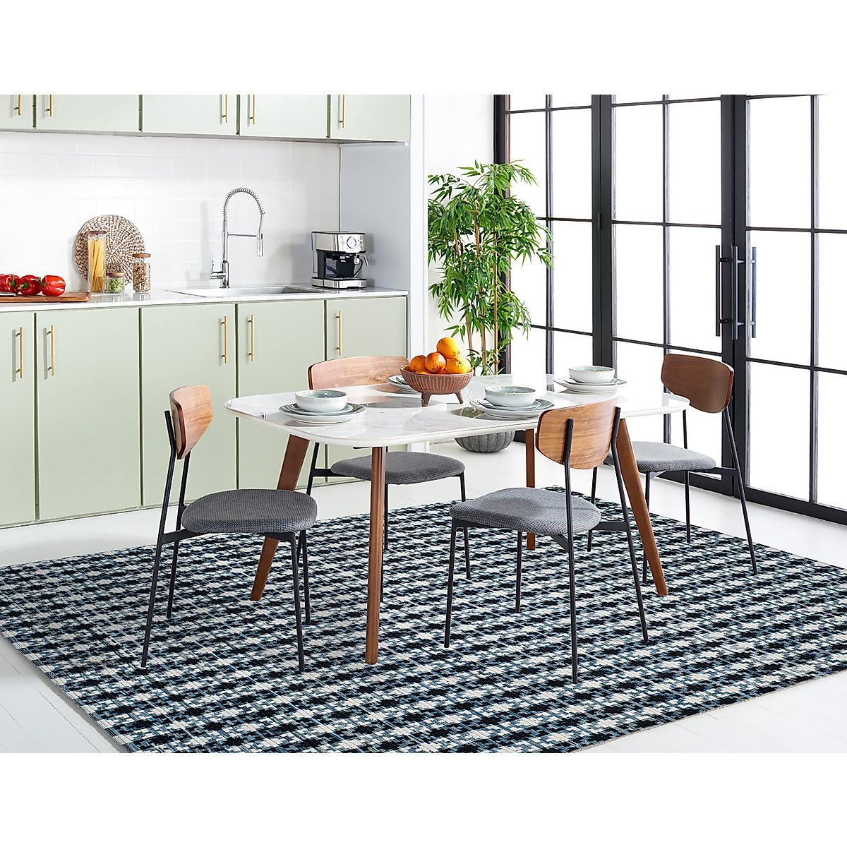 SAFAVIEH Montauk Collection Accent Rug - 3' x 5', Ivory Blue & Black, Handmade Flat Weave Cotton, Ideal for High Traffic Areas in Entryway, Living Room, Bedroom (MTK123A)