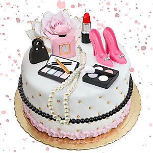 10 Pcs Makeup Cake Topper Cosmetics Birthday Makeup Cake Decorations 3D Resin Bridal Shower Cake Topper Lipstick Perfume Eye Shadow Blush Spa Theme Party Supplies for Girls Women Makeup Birthday Party