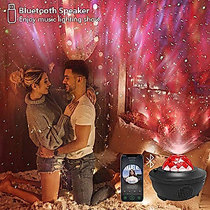 Star Projector, Ocean Wave Night Light Projector with Adjustable Lightness Remote Control Timer 10 Lighting Modes Built-in Music Speaker Galaxy Light for Kids Adult Bedroom Living Room