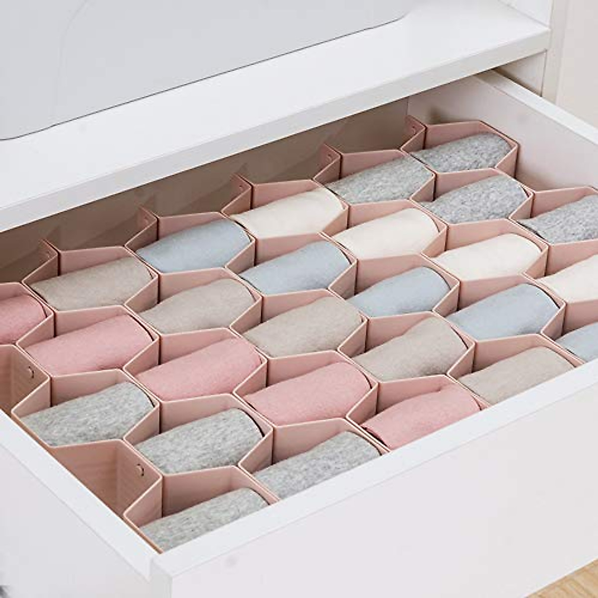 Poeland Drawer Divider Organizer 8pcs DIY Plastic Grid Honeycomb Drawer Divider