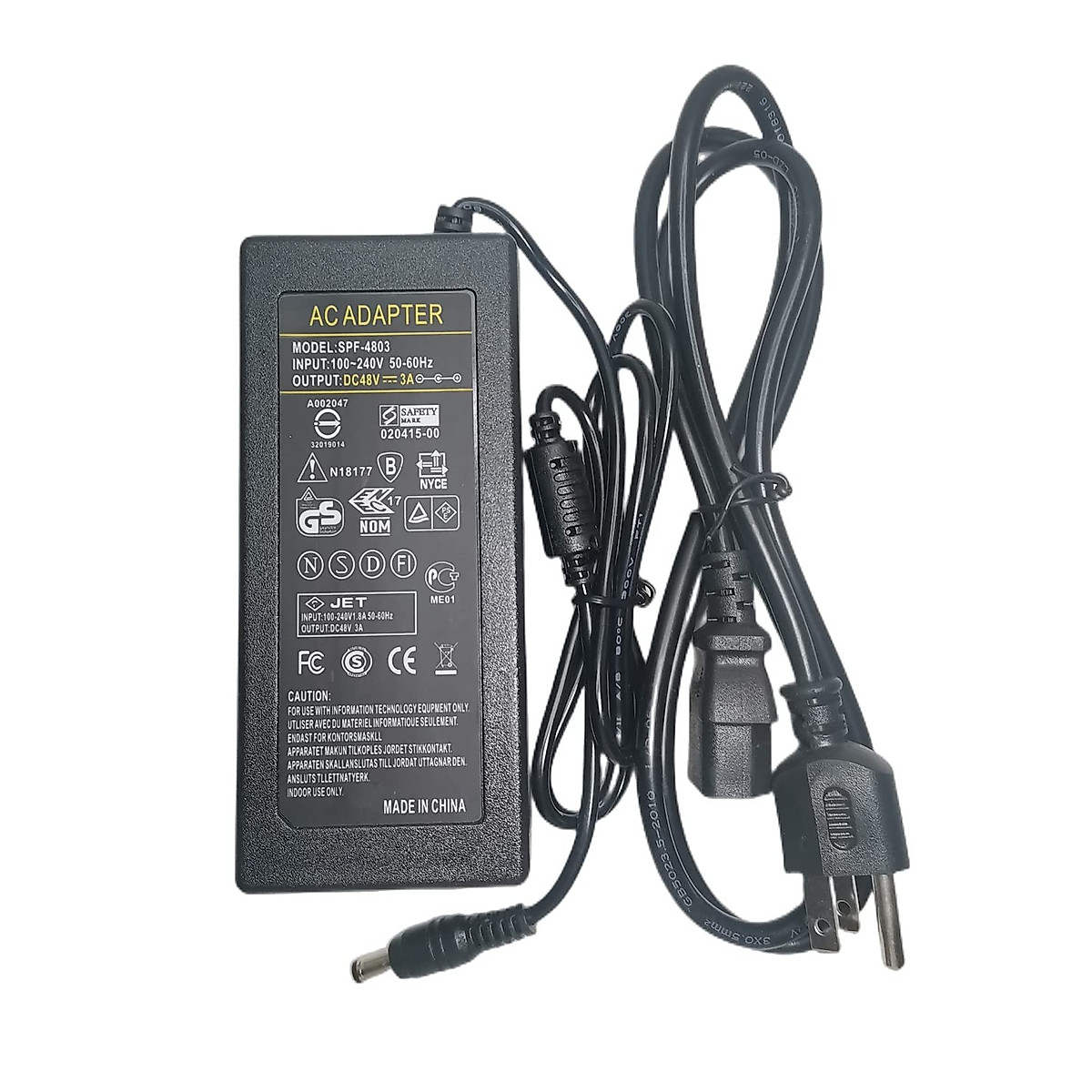 Universal 48V 3A Adapter Power Supply 100-240V AC to DC 48Volt 3000mA 48V 3Amp Transformer 2.1mm X 5.5mm Plug