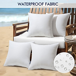 MIULEE Pack of 4 18x18 Inch Outdoor Pillow Inserts Waterproof Decorative Throw Pillow Insert, Square Lumbar Garden Pillow Form for Patio Sofa Couch