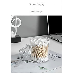 Vrpshe 2 Pack Qtip Holder Dispenser for Cotton Ball, Cotton Swab, Cotton Round Pads, Dispenser Holder Transparent Acrylic Storage Organizer Containers Cotton Rounds Display Rack With Lid (2)