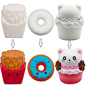 Korilave Squishies Toy Painting Kit for Girls DIY Art Crafts, Jumbo Slow Rising Blank Squishy Party Supplies Stress Anxiety Relief Toy for Kids 4 5 6 7 8 Years Old(27Pcs)