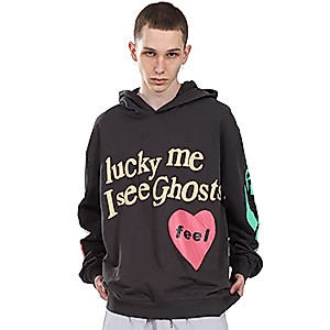 Arnodefrance Men Lucky Me I See Ghosts Hoodie Grey