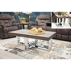 Steve Silver Furniture Laredo Cocktail Table, Rustic Modern Design w/Elm Veneers, Chrome Plated Iron Base, Chestnut Finish, 26" D x 58.92" W x 18" H, Chestnut, Brown