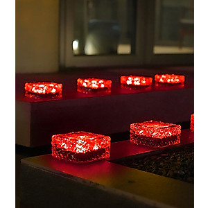 keeda Solar Brick Lights Waterproof Solar Path Ice Cube Lights Outdoor LED Decorative Ice Block Floor Tile Lights for Garden, Pathway, Patio, Walkway (Red, Pack of 1)