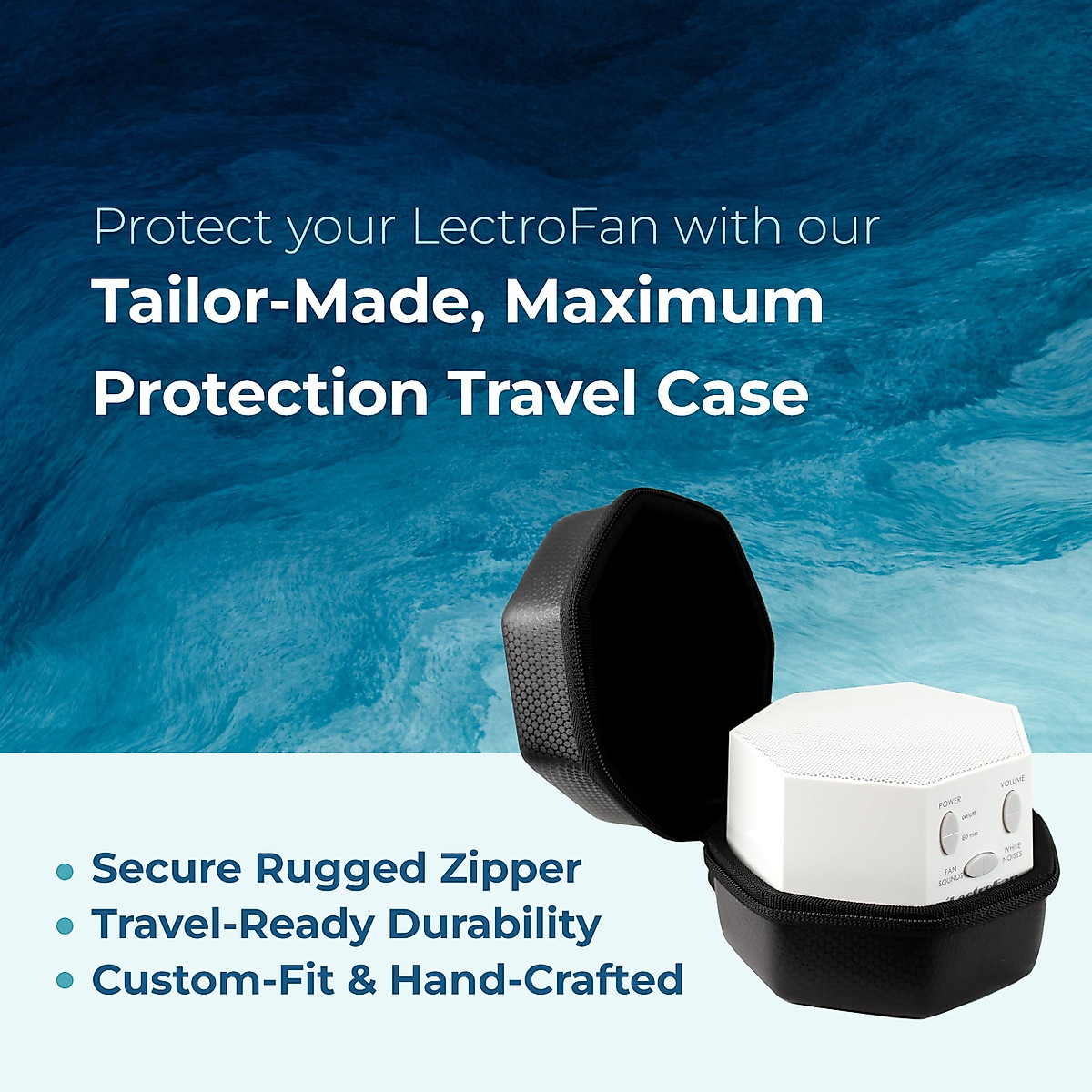 Adaptive Sound Technologies LectroFan Travel Case - Travel Case for LectroFan Sleep Sound Machine - Protective Case for LectroFan Sleep Device - Lightweight EVA & Silicon Rubber - Zip Close - Black