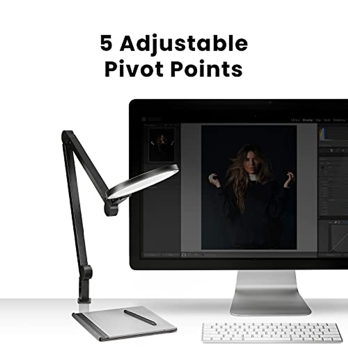 Lume Cube Edge LED Desk Light | Remote Work Swing Arm Desk Lamp with Clamp | Video Conferencing lighting, Zoom Webcam, Task Light, Drafting Light, Table Lamp | Adjustable Brightness, Color Temperature