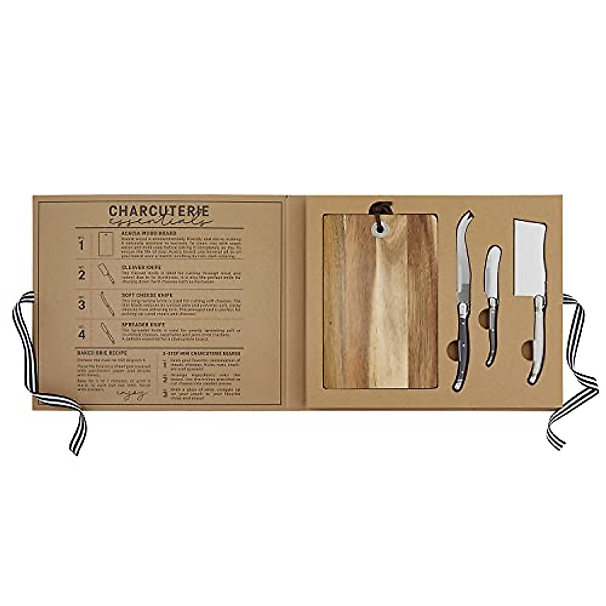 Santa Barbara Design Studio Table Sugar Cheese Board and Knives Gift Set, 4-Piece, Acacia Wood