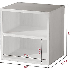 FUSUNBAO Magic DIY Cube Storage Organizer Stackable Cubes for Home Books Clothes Toy -Modular Cubby Storage System -Stackable Storage Cubes -Bookcase Closet (Pure White-Washed, 1 Layer Cube)