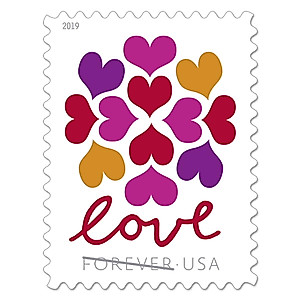USPS Hearts Blossom Love Forever Stamps - Wedding, Celebration, Graduation (1 Sheet of 20 Stamps) 2019
