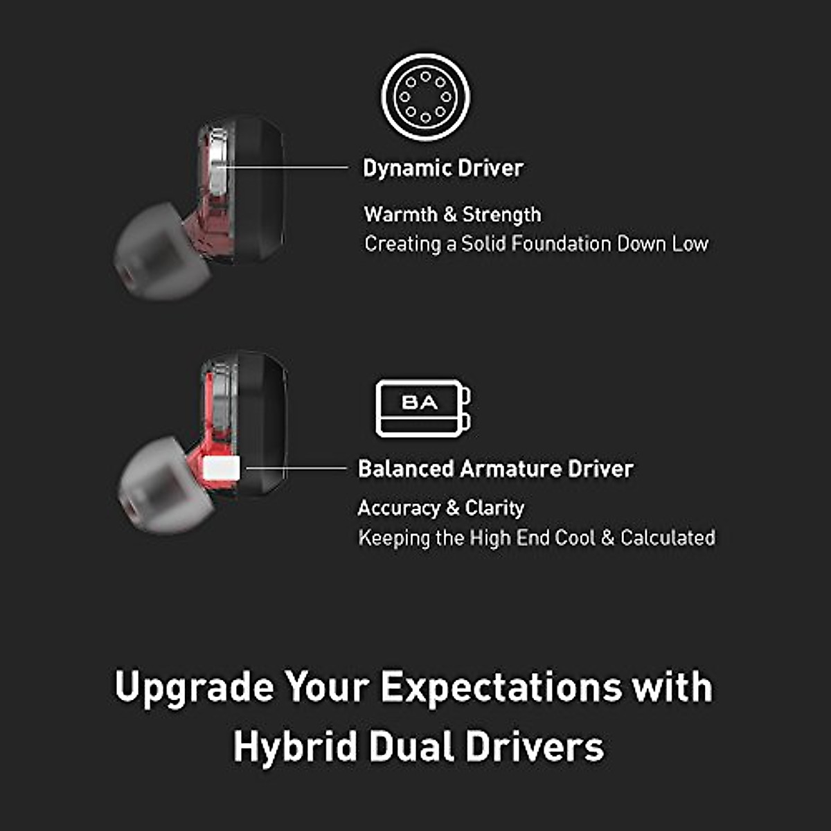 Phiaton MS 300 BA Black Balanced Armature Headphones with Mic – Sound-Isolating Earphones with Rich Audio Quality, Dual-Driver, Headphone Mic, and Inline Remote