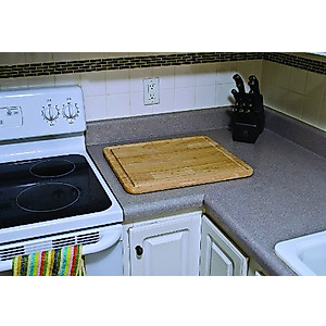 Camco - 43753-A Hardwood Cutting Board and Stove Topper With Non-Skid Backing, Includes Flexible Cutting Mat