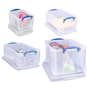 Really Useful 48 + 12 + 9 + 3 Litre Storage Box, Clear, Starter Pack