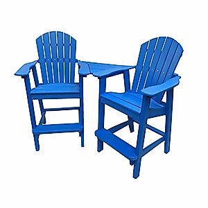 Phat Tommy Recycled Poly Resin Balcony Chair Settee | Durable and Eco-Friendly Adirondack Armchair and Removable Side Table | This Patio Furniture is Great for Your Lawn, Garden, Swimming Pool, Deck.