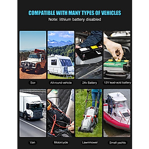 ABLY Battery Charger 8-Amp - 12V and 24V Automotive Trickle Charger for Car Battery, Fully-Automatic Temperature Compensation, Battery Maintainer for Car Truck Motorcycle Lawn Mower Boat Marine