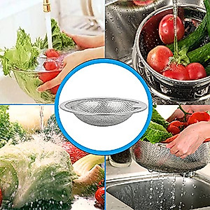 Qtimal Kitchen Sink Drain Strainer with Upgraded Handle, 2 Pack Reinforced Stainless Steel Sink Strainer for Most Home Standard Kitchen Drains, Anti-Clogging Drain Basket Catcher with Fast Flow Design
