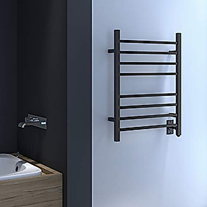 HEATGENE Towel Warmer, Heated Towel Warmer Rack, Wall-Mounted Hardwired/Plug-in Electric Towel Warmers for Bathroom, Hot Towel Rails - Matte Black