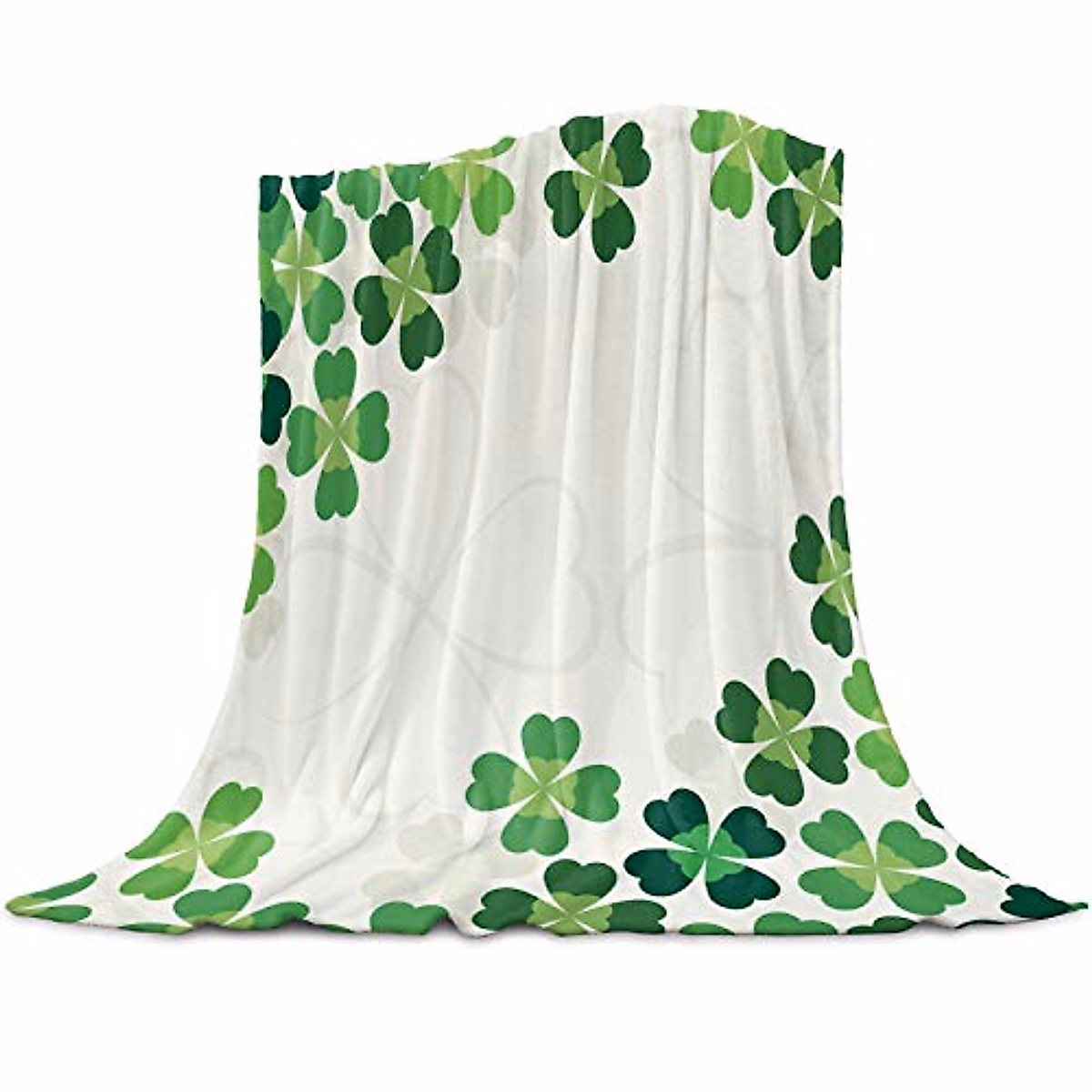 Gogobebe Flannel Fleece Throw Blanket for Sofa Couch Bed St. Patrick's Day Shamrock Spring Irish Festival Lucky Clovers Leaves Soft Cozy Lightweight Blanket for Adults/Kids 39x49inch