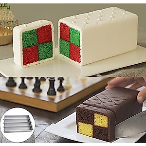 9.8x6.2x1.6in Detachable Rectangular Tin Cake Pan with Cake Cream Spatulas Set, Food-grade Battenberg Cake Mold - Adjustable Non-stick Coating Even Heat Distribution For Making Brownie Bread Cake