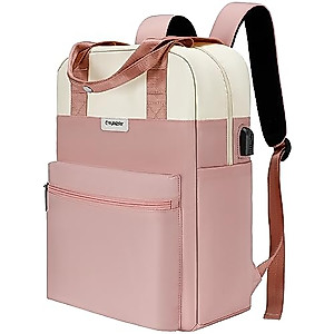 CYUREAY Laptop Backpack for Women Fashion Travel Backpacks 15.6 Inch Laptop Bag with USB Port Teacher Nurse Vintage Daypacks for Work,Pink
