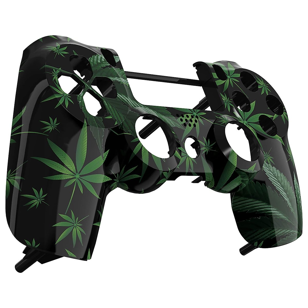 eXtremeRate Green Weeds Patterned Custom Faceplate Cover, Replacement Front Housing Shell Case Compatible with ps4 Slim Pro Controller JDM-040/050/055 - Controller NOT Included
