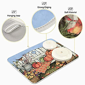 UMIRIKO Autumn Bird Sunflower Fall Pumpkin Dish Drying Mat for Kitchen Counter Thanksgiving Absorbent Fast Drying Pad Kitchen Dish Drainer Mat 18x24in 2020884