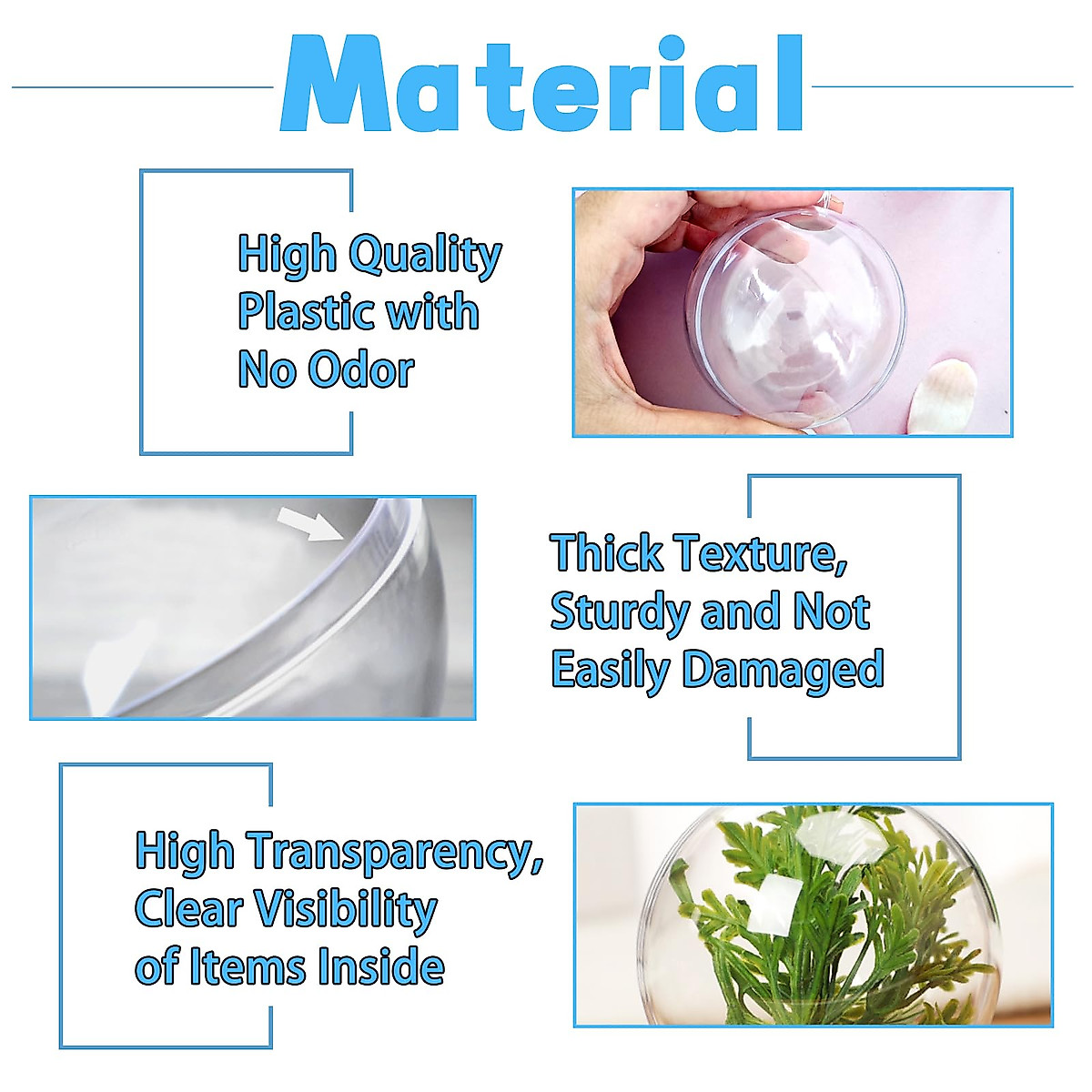 25 PCS Clear Plastic Fillable Ornaments,Transparent DIY Craft Ball,Clear DIY Christmas Ornament 5 Different Sizes for Wedding,Party,Home Decor