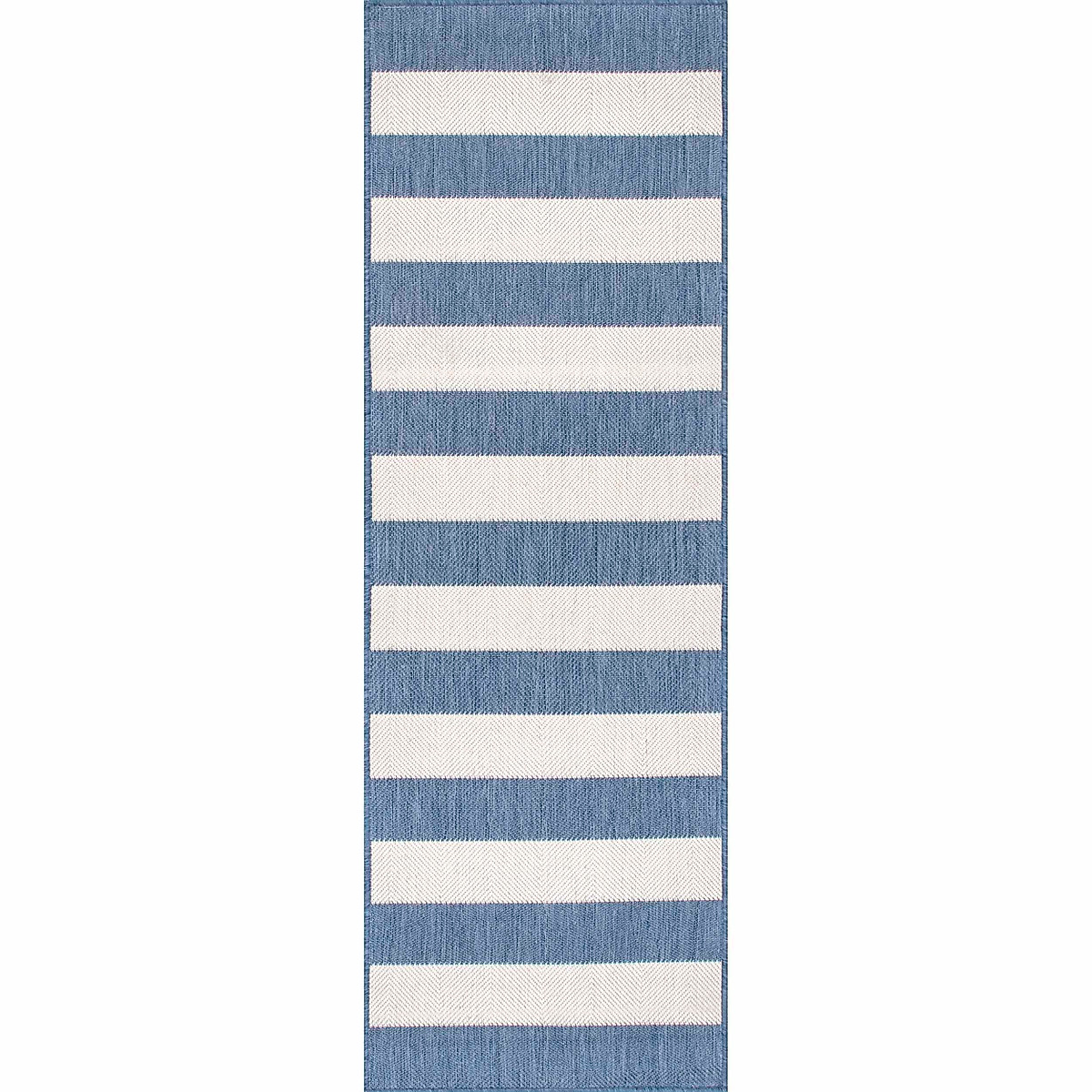 nuLOOM Alexis Striped Indoor/Outdoor Runner Rug, 2' x 8', Blue
