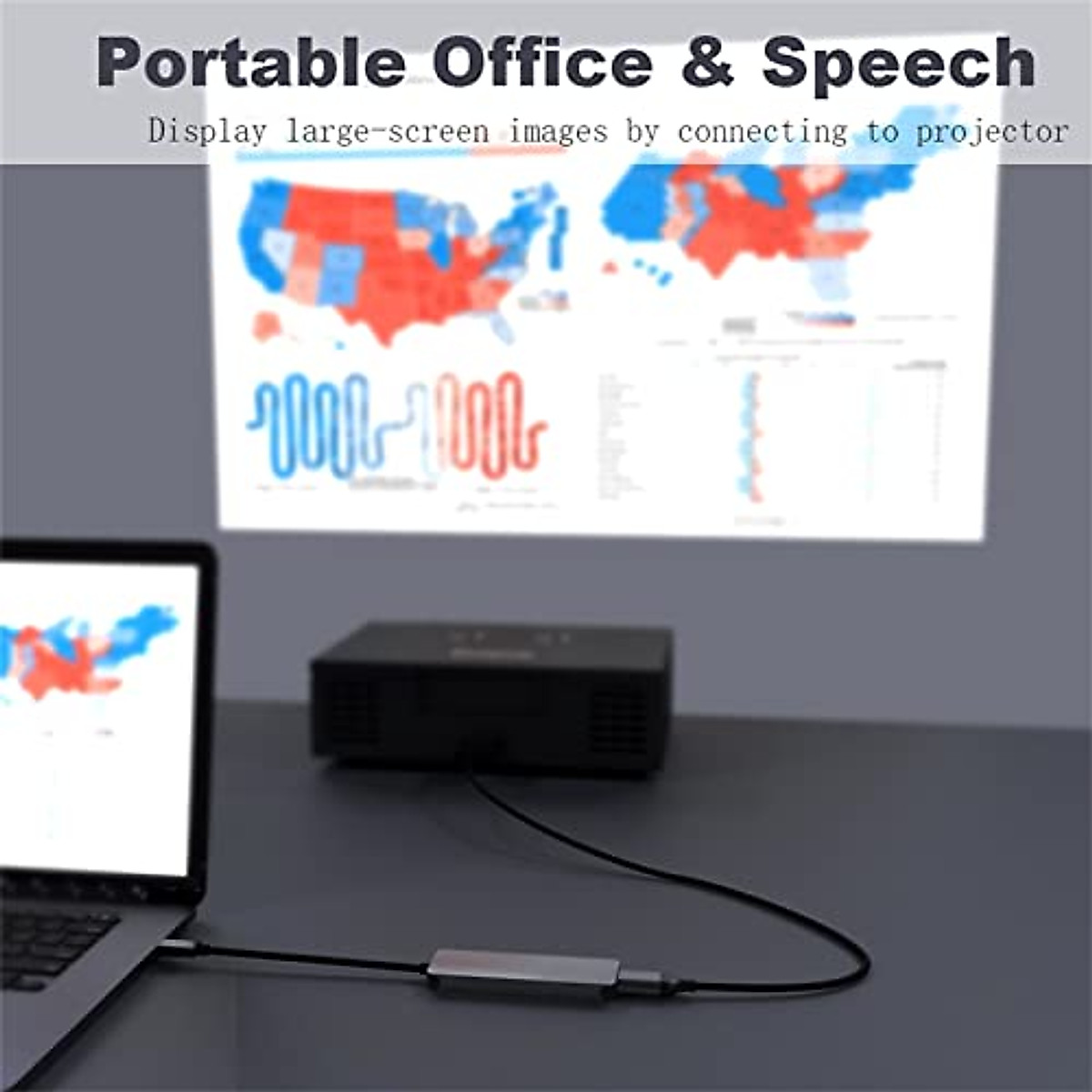 Cable Hub Data Transfer Anti-Interference Type-C to HDMI-Compatible USB Adapter Docking Stand for Home Grey