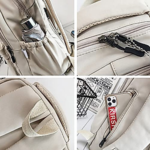 JARKJARD Aesthetic Backpack Cute Kawaii Backpack for School College Backpack Large Capacity Bookbags for Girls Women Students Casual Travel Daypacks Solid Color(White)