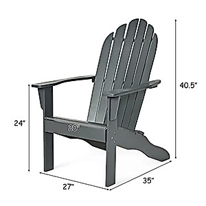 WYFDP Outdoor Chairs Solid Wood Patio Garden Terrace Furniture Grey