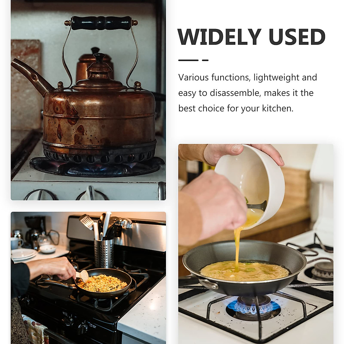 Angoily Cast Iron Wok Support Ring Gas Stove Rack Stand Brackets Milk Pot Wok Support Holder Trivets Range Holder for Home Restaurant Kitchen ( Black )