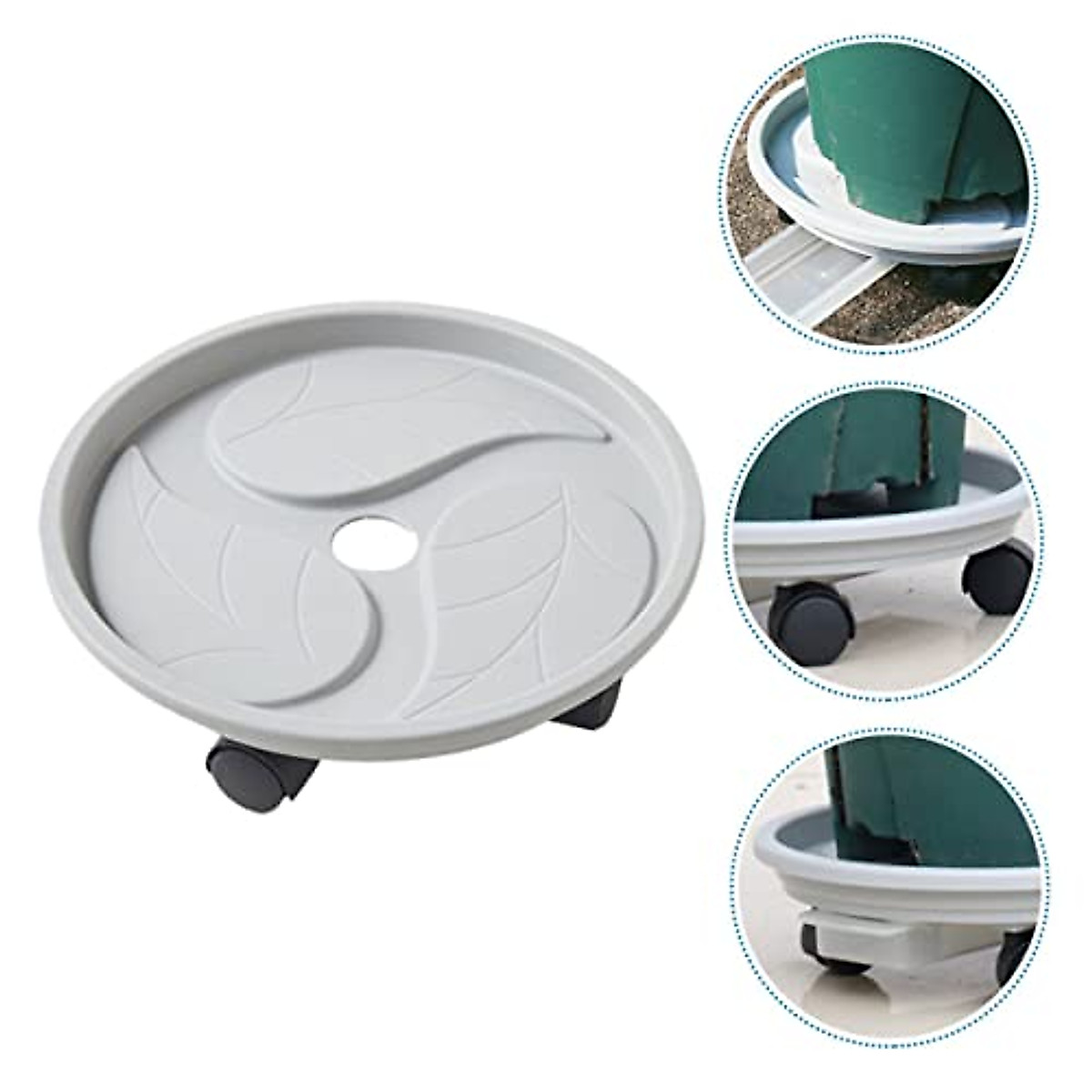 MERRYHAPY Flower Pot Tray Plastic Flower Pot L Brackets Heavy Duty Swivel Caster Wheels Movable Plant Pot Rolling Planter Caddy Flower Pot Caddy Pallet Pot Flowerpot Tray Plant Stands Grey