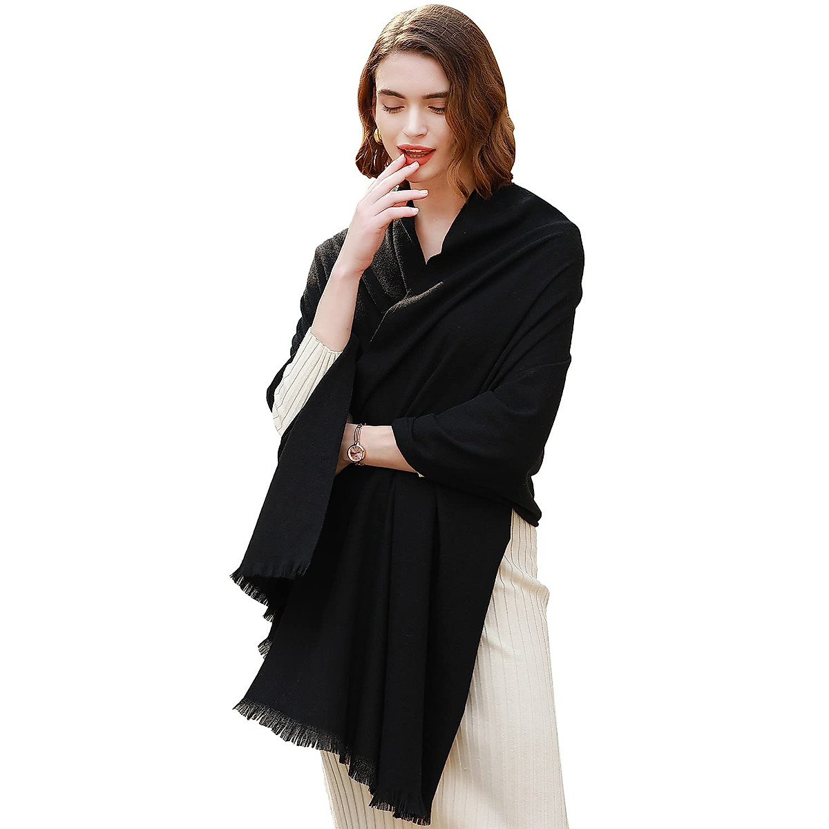 RIIQIICHY Pashmina Shawl Wraps for Women Scarf for Wedding Large Winter Black Scarves Soft Shawls and Wraps for Evening Dresses