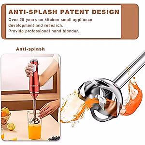 DOBBOR Immersion Blender, 1000W 4 in 1 Hand Blender with Chopper, Whisk, 600ML Mixing Beaker, Electric Stick Blender, Ergonomic handle with Anti Splash & Collision