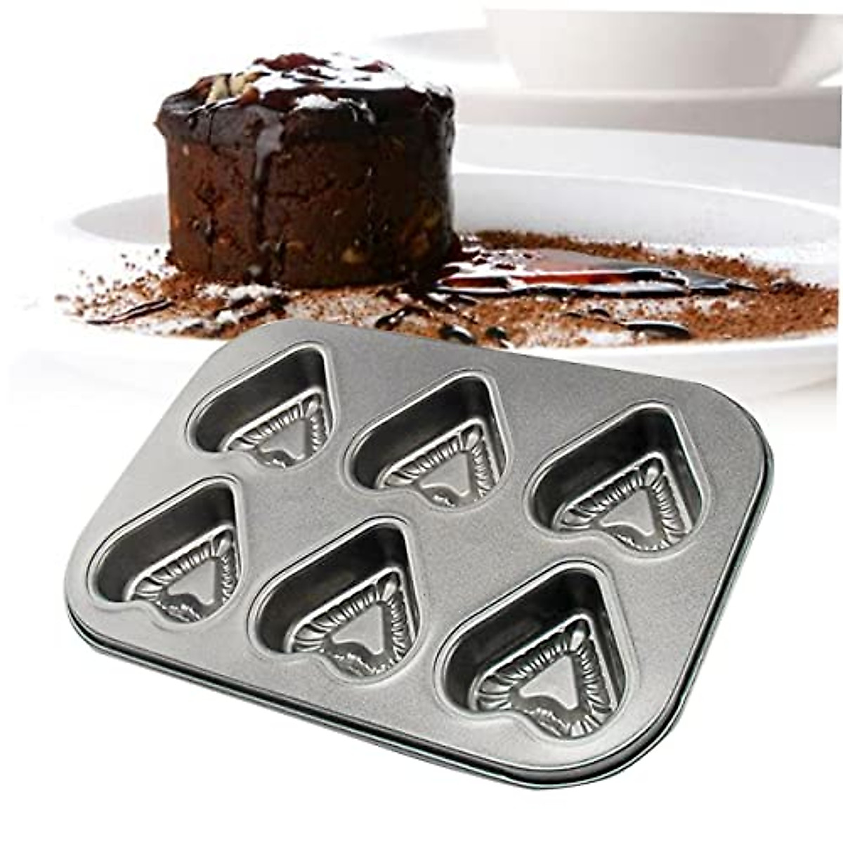BESTonZON 3pcs 6 Heart Shaped Cake Pan Mini Muffins Mini Paper Cups Heart Pastry Heart Shaped Cupcake Pan Heart Cupcake Tray Baking Tray Baking Tools Cupcake Maker Bakeware Halloween
