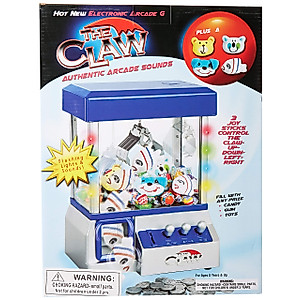 Claw Machine - Arcade Mini Toy Grabber Machine for Kids - Candy Machine- Retro Carnvial Music & Flashing Lights- Best Birthday Gift Game. Use Gumballs, Candy, Toys, or Small Prizes (Blue)