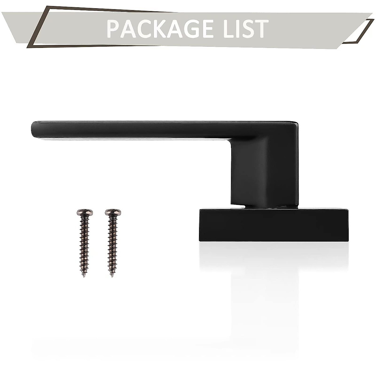 Probrico [Pack of 2 Door Lever Dummy Lever Door Handle for Closets French Doors,Square Dummy Door Lever,Non-Turning Single Side Pull with Black Finish,Easy Installation Pull Only Lever Set