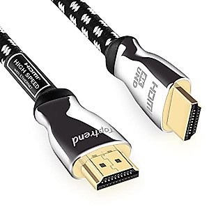 Toptrend 4K HDMI Cable 12ft, CL3 Rated 21Gpbs High Speed HDMI 2.0 Cable Supports 1080p, 3D, 2160p, 4K 60Hz UHD, HDR, 28AWG Braided HDMI Cord, Compatible with HDTV, Xbox, Blue-ray Player, PS3, PS4, PC