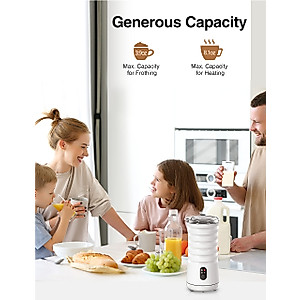 Milk Frother, Paris Rhône Milk Frother and Steamer for Hot and Cold Foam, 4-in-1 Electric Milk frother for Coffee, Quiet Milk Steamer with Auto Shut Off, Milk Warmer for Latte