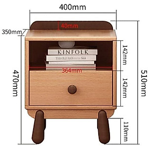 Bedside End Table Solid Wood Bedside Table Creative Modern Minimalist Nightstand Cute Bedside Table Bedside Storage Cabinet with Drawer Bedroom