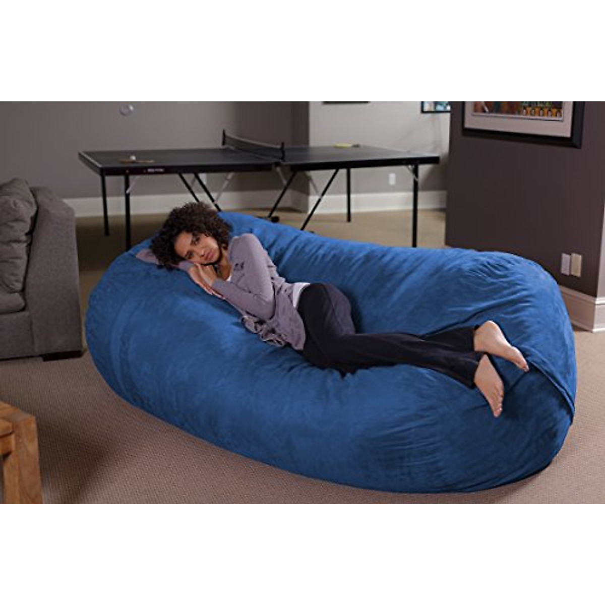 Sofa Sack Bean Bag Lounger - Plush Bean Bag Sofas with Super Soft Microsuede Cover - XL Memory Foam Stuffed Lounger Chairs for Kids, Adults, Couples - Jumbo Bean Bag Chair Furniture - Royal Blue 7.5'