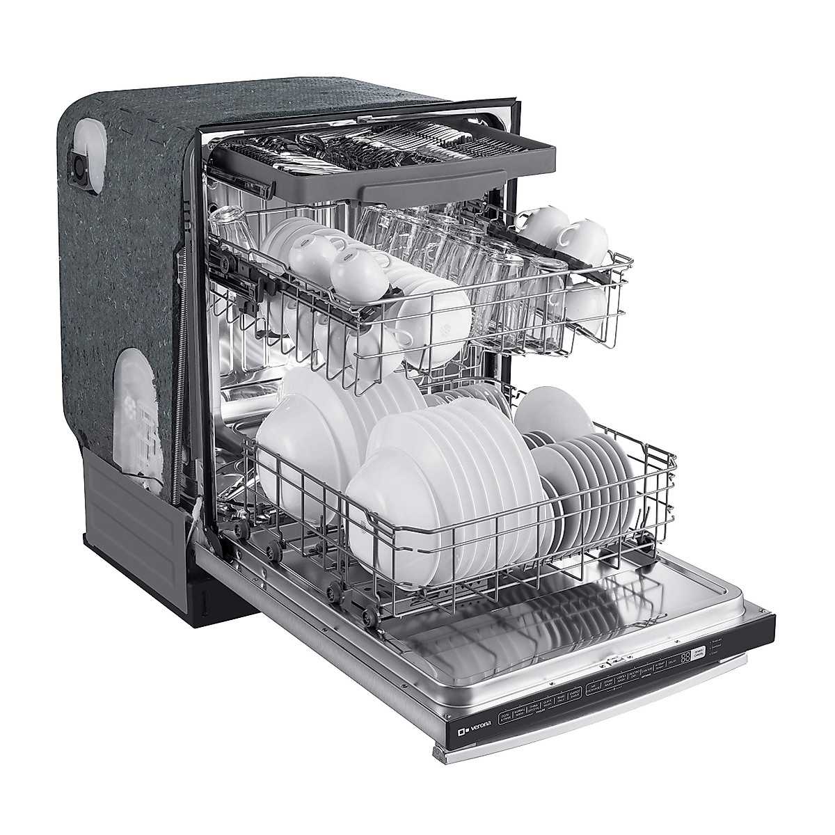 Verona VEDW24TSS 24 Inch Built In Dishwasher Touch Control 6 Wash Cycles 16 Place Settings, Stainless Steel