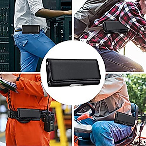 ykooe Premium PU Leather Holster for iPhone 13 Pro 13 12 12 11 XR, Max, with Card Slot Holder Cell Phone Belt Clip Case Samsung Galaxy S22 S21 S20 A32 A13 (Fits Phone with Otter Box Case on), Black